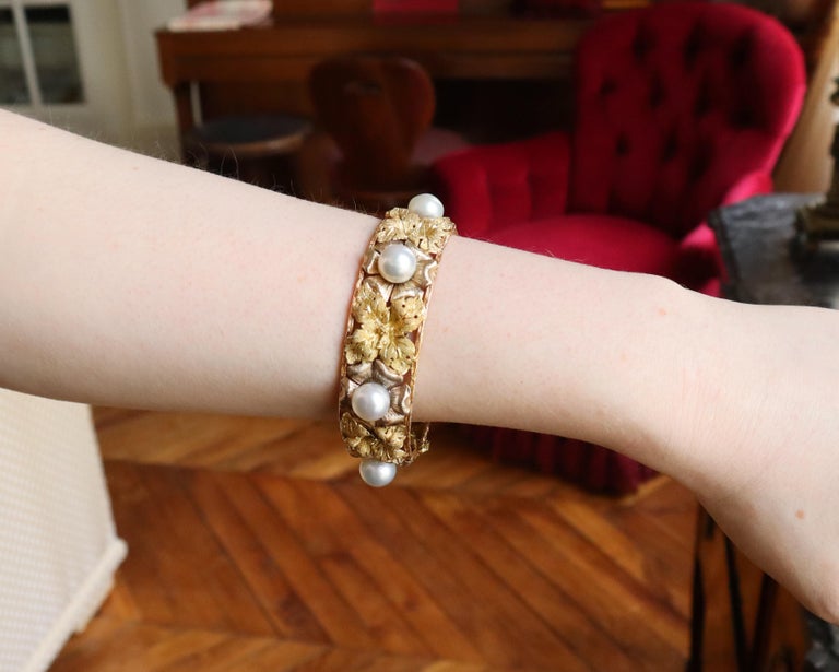 Buccellati Rigid Bracelet Yellow, White and Pink Gold Pearls For Sale ...