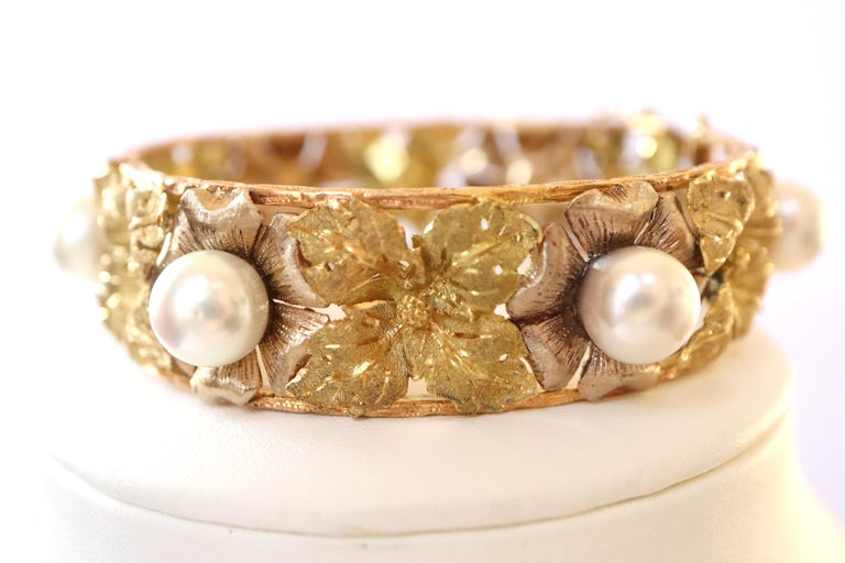 Buccellati Rigid Bracelet Yellow, White and Pink Gold Pearls For Sale ...