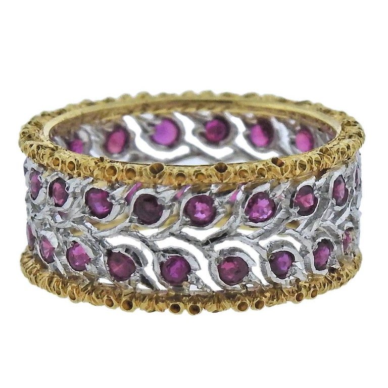 Buccellati Ruby Two-Color Gold Band Ring at 1stDibs