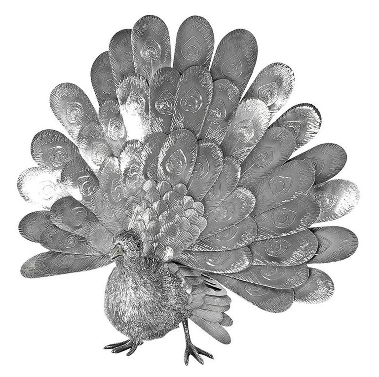 Buccellati Silver Furry Animals Peacock For Sale at 1stDibs