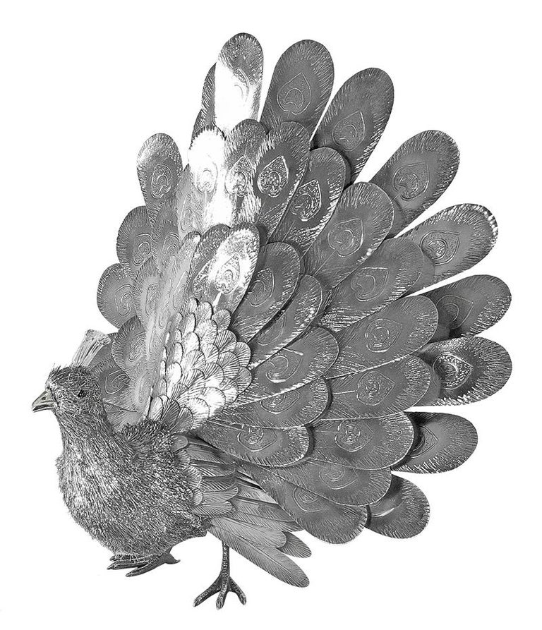 Buccellati Silver Furry Animals Peacock For Sale at 1stDibs