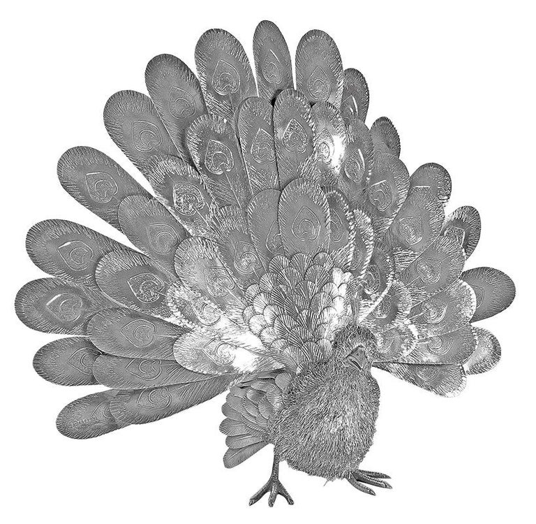 Buccellati Silver Furry Animals Peacock For Sale at 1stDibs