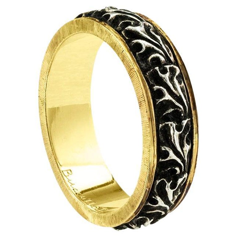 Buccellati Silver Gold Wedding Band For Sale at 1stDibs