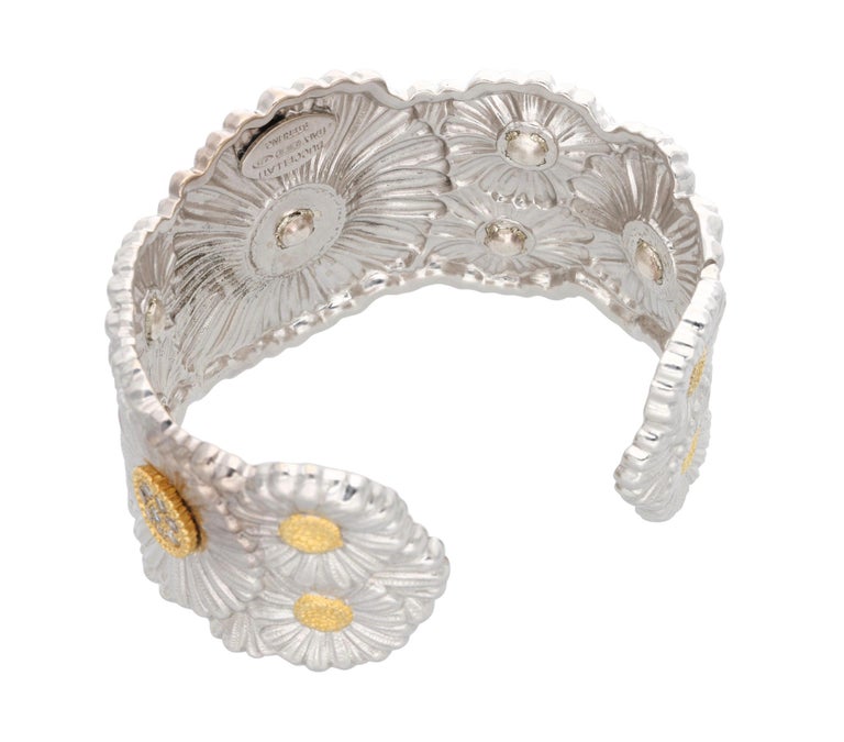 Buccellati Sterling Silver and Diamond Daisy Cuff Bangle at 1stDibs