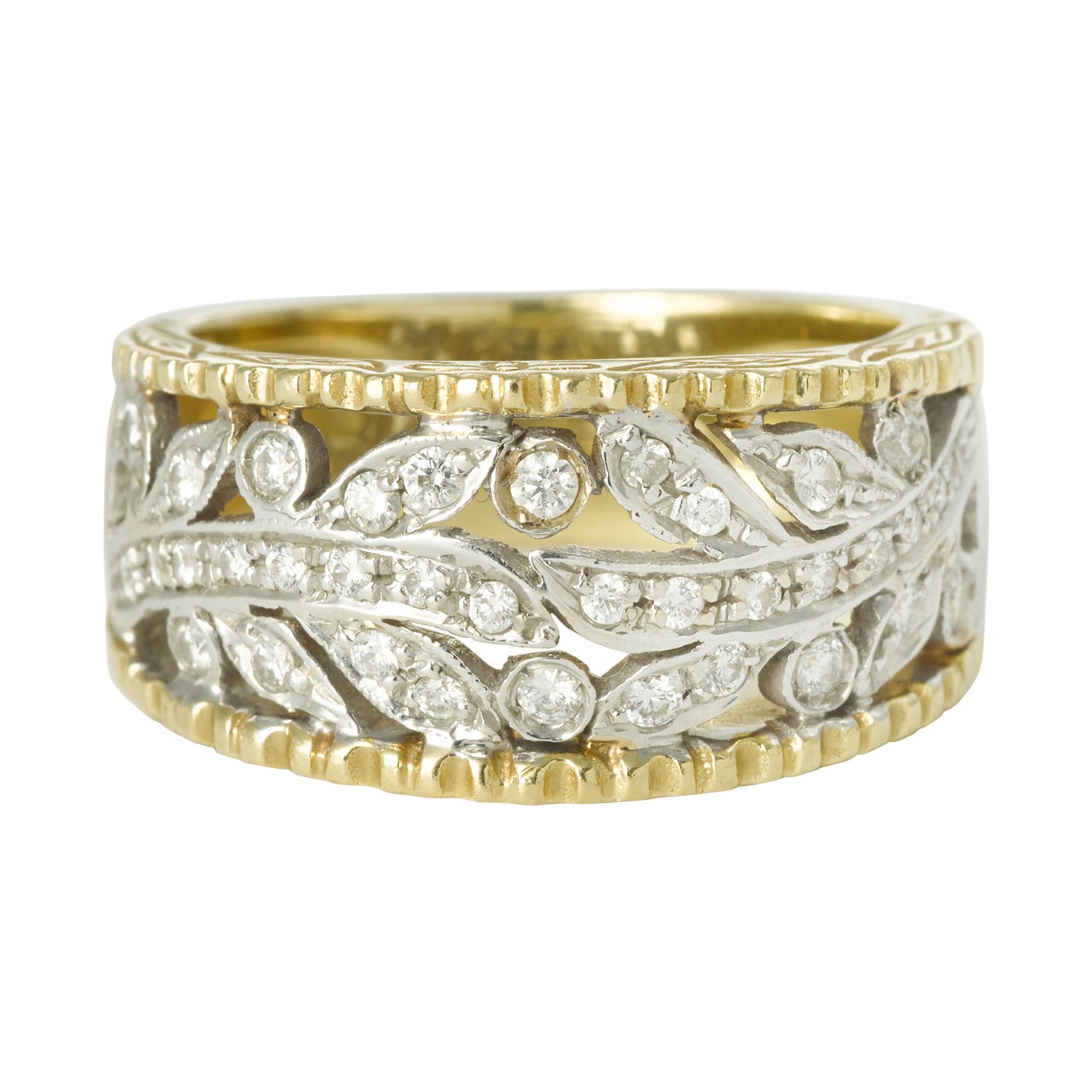 Diamond Two Color Gold Band Ring at 1stDibs