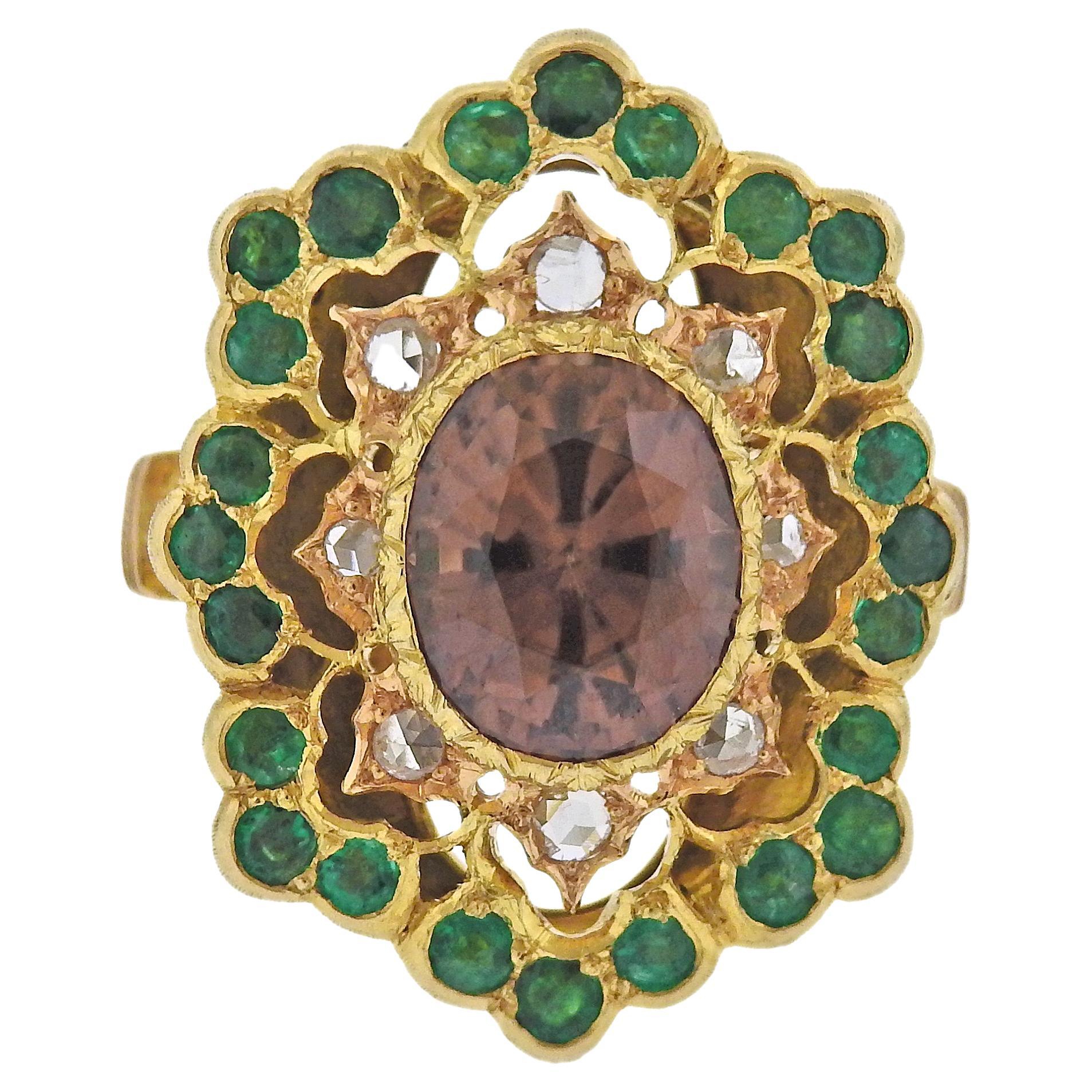 Buccellati Emerald Gold Dome Ring at 1stDibs