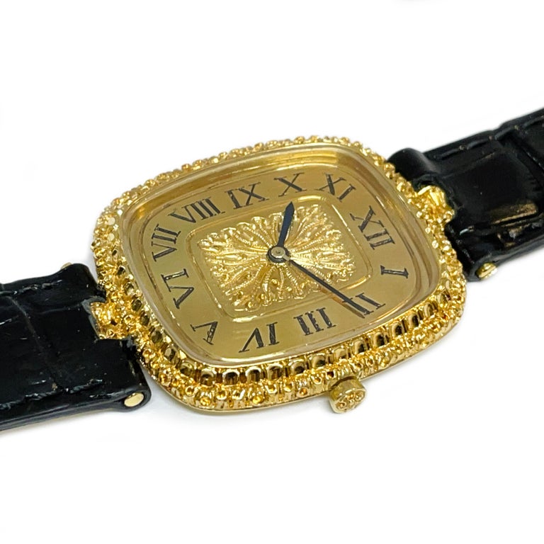 Buccellati Yellow Gold Leather Wristwatch For Sale at 1stDibs