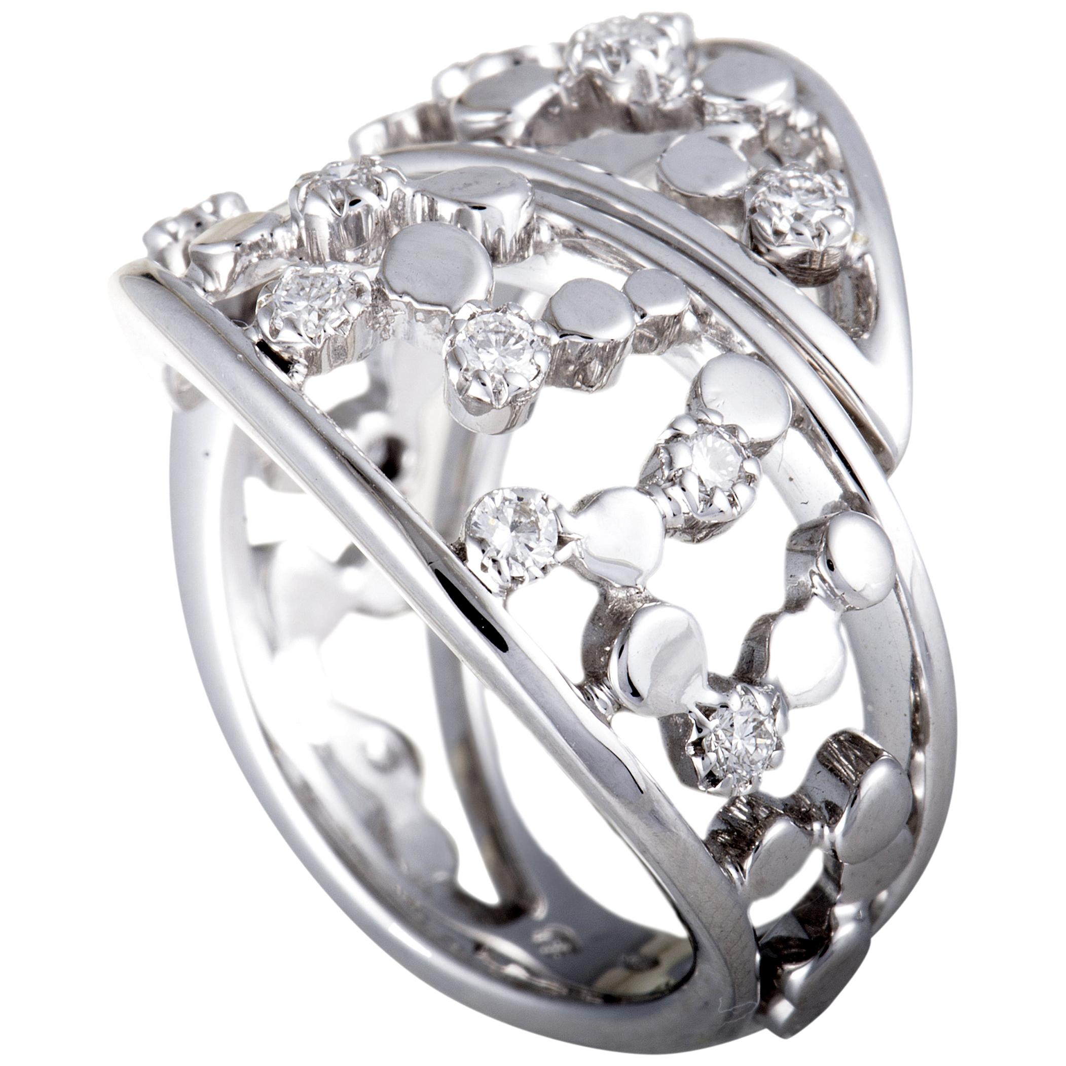 Bucherer Dizzler 18 Karat White Gold Dizzler Diamond Rotating Band Ring ...