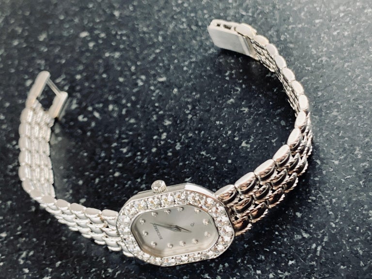 Bucherer 18 Karat White Gold Ladies Diamond Watch For Sale at 1stdibs