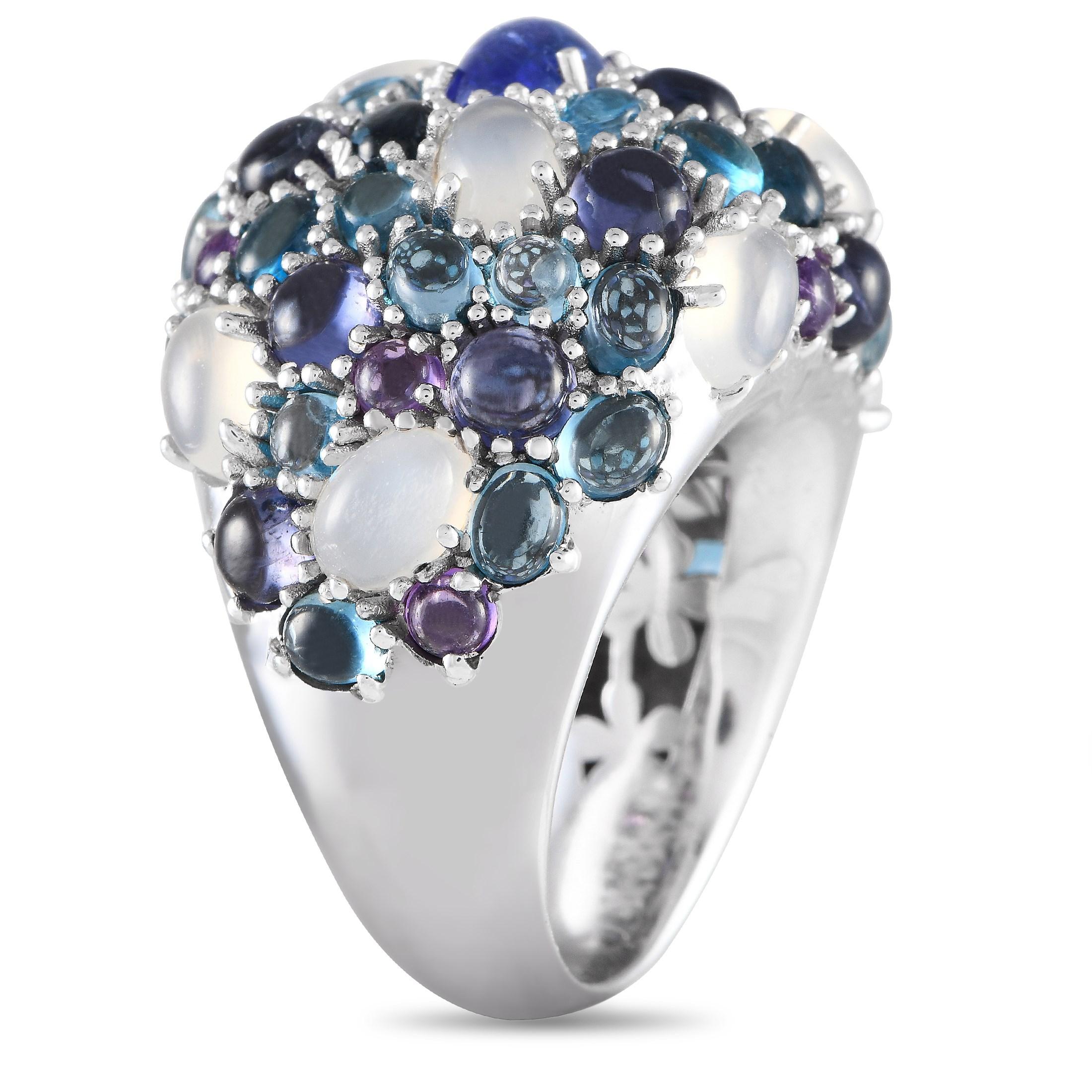 Bucherer 18K White Gold Tanzanite, Topaz, and Iolite Ring For Sale at ...