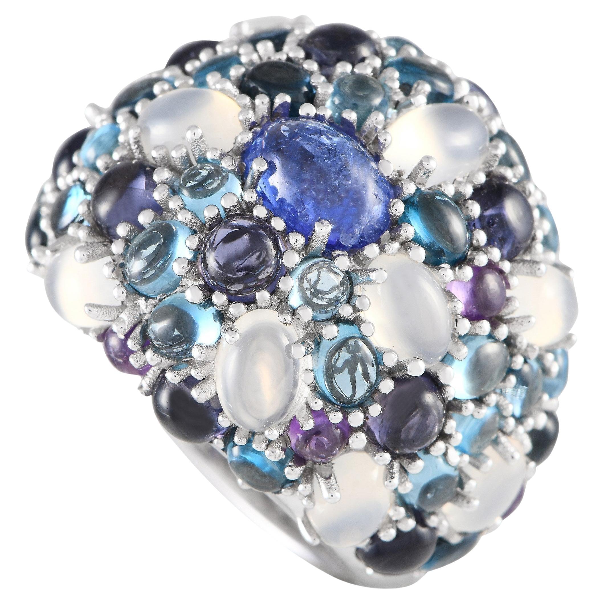 Bucherer 18K White Gold Tanzanite, Topaz, and Iolite Ring For Sale at ...