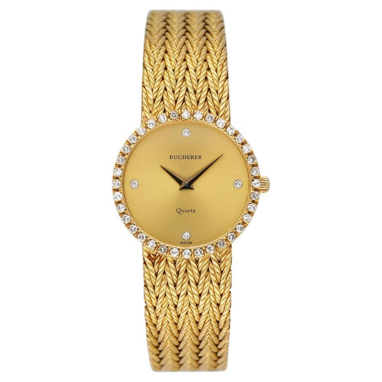 Bucherer 18K Yellow Gold Diamond Dial Ladies Watch For Sale at 1stDibs