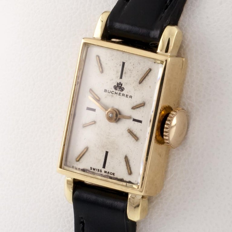 Bucherer 18k Yellow Gold Women's Hand-Winding Watch w/ Leather Band For ...
