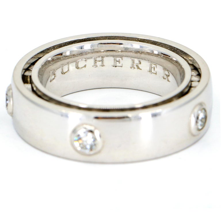 Bucherer Dizzler 18 Karat White Gold Dizzler Diamond Rotating Band Ring ...