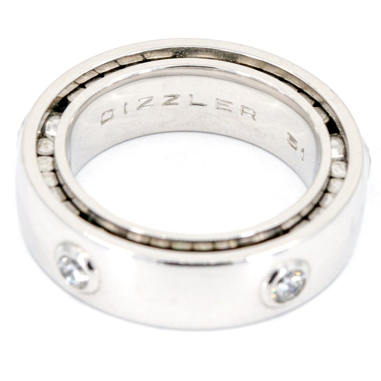 Bucherer Dizzler 18 Karat White Gold Dizzler Diamond Rotating Band Ring ...