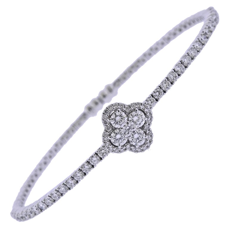 Bucherer Gold Diamond Bangle Bracelet For Sale at 1stDibs