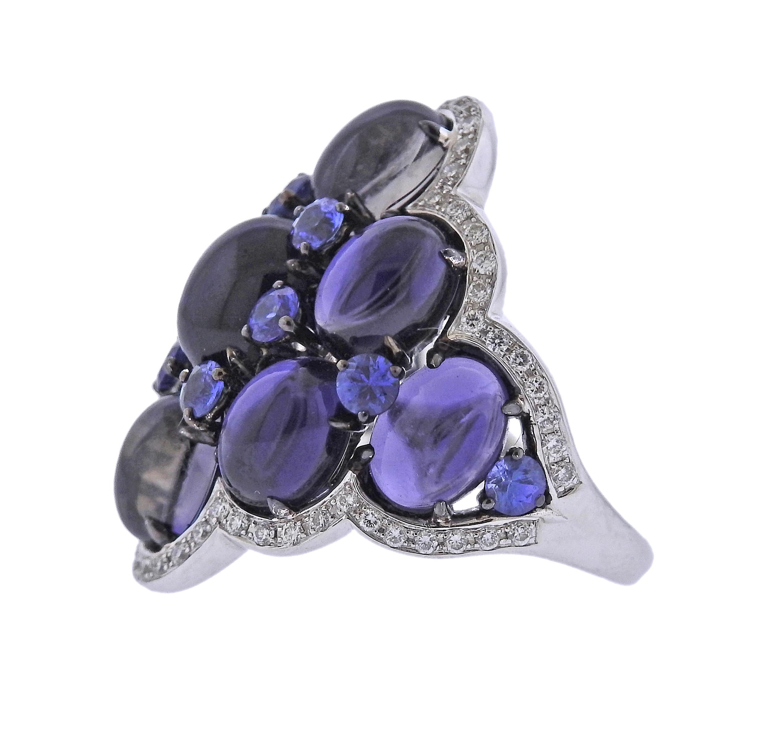 Bucherer Gold Diamond Sapphire Iolite Cocktail Ring For Sale at 1stDibs ...