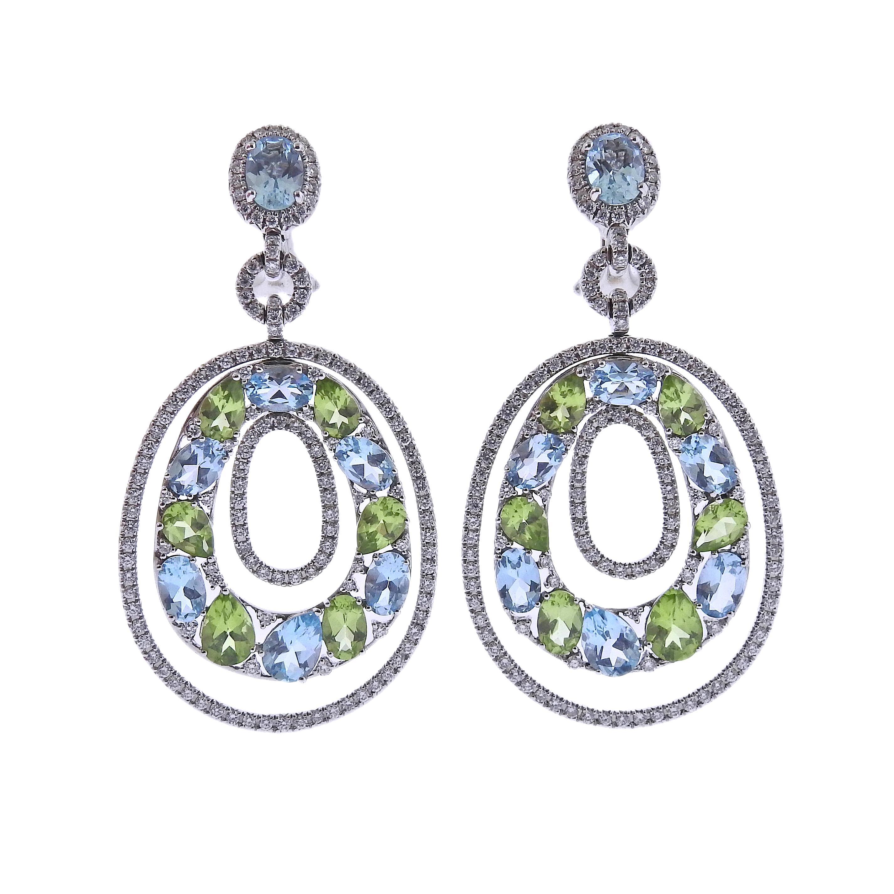 Modern Smokey Topaz Citrine Peridot Diamond Gold Ring at 1stDibs