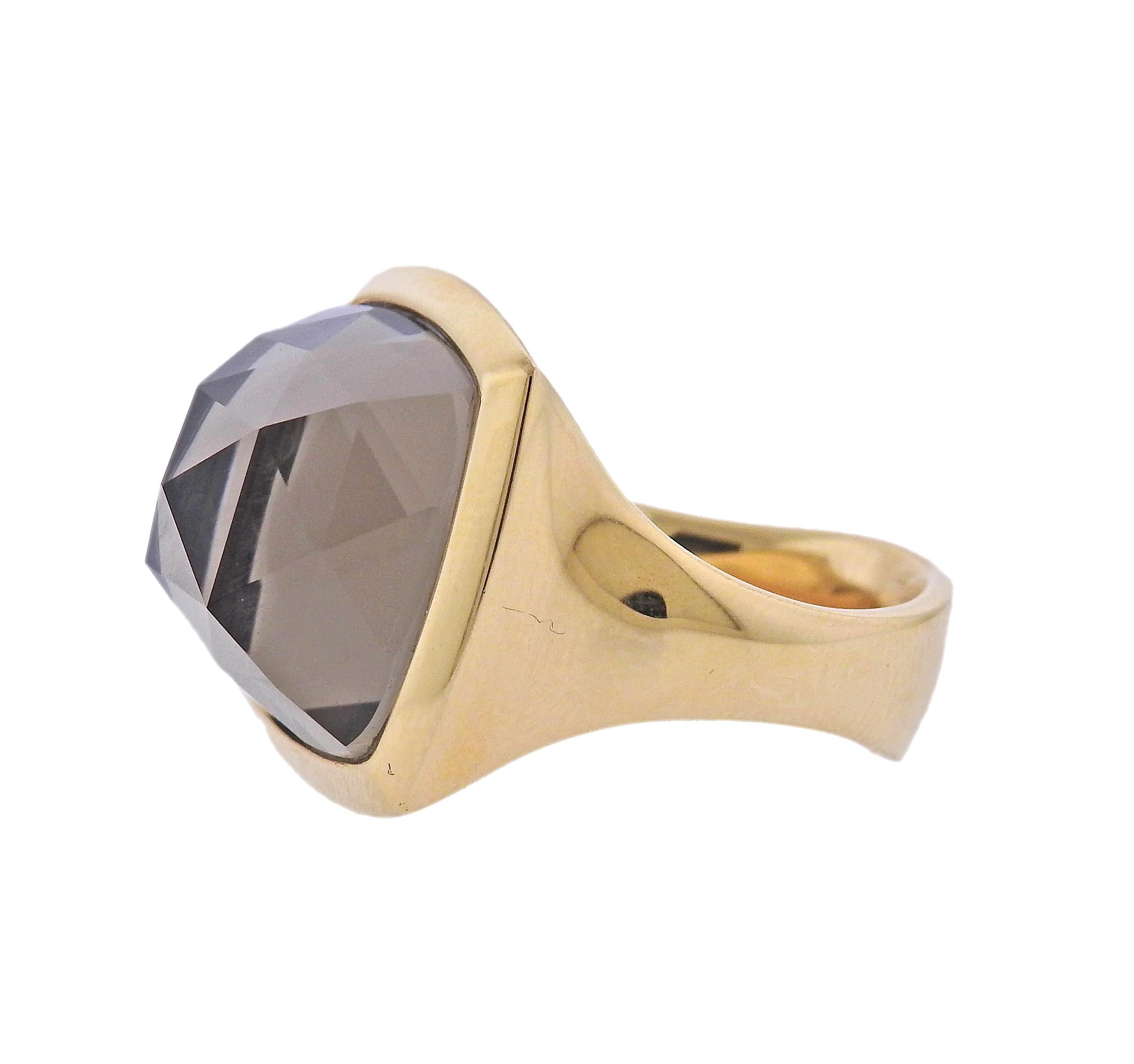 Bucherer Gold Smoky Quartz Ring For Sale at 1stDibs