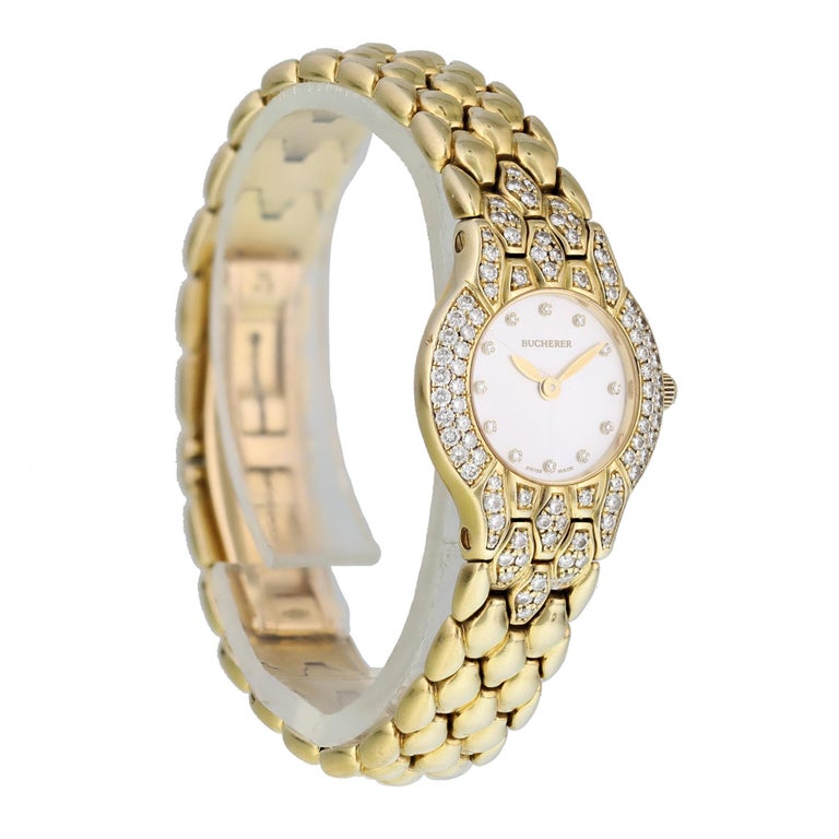 Bucherer Medea Pearl Dial Yellow Gold Ladies Watch at 1stDibs