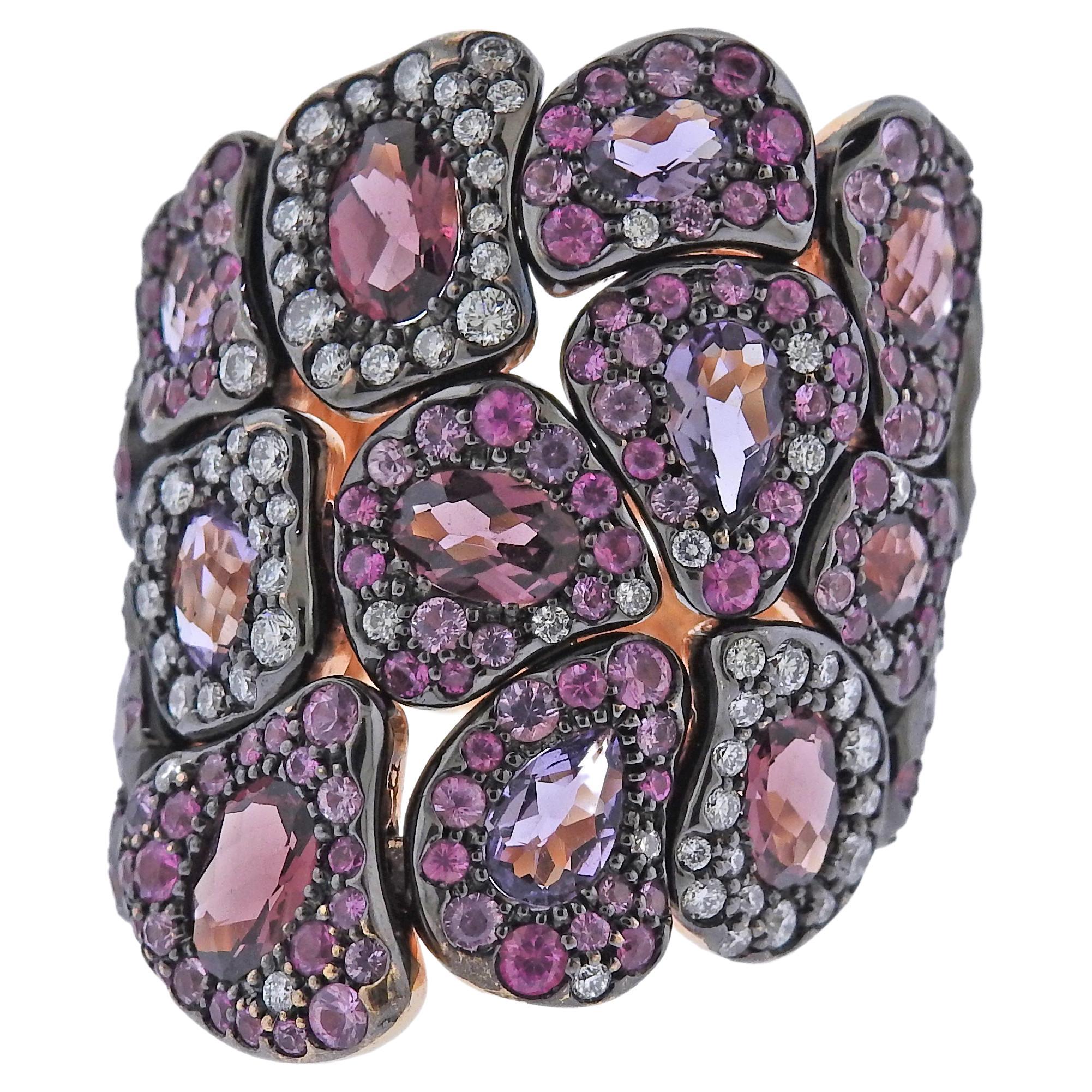 Bucherer Rose Gold Rhodolite Band Ring For Sale at 1stDibs
