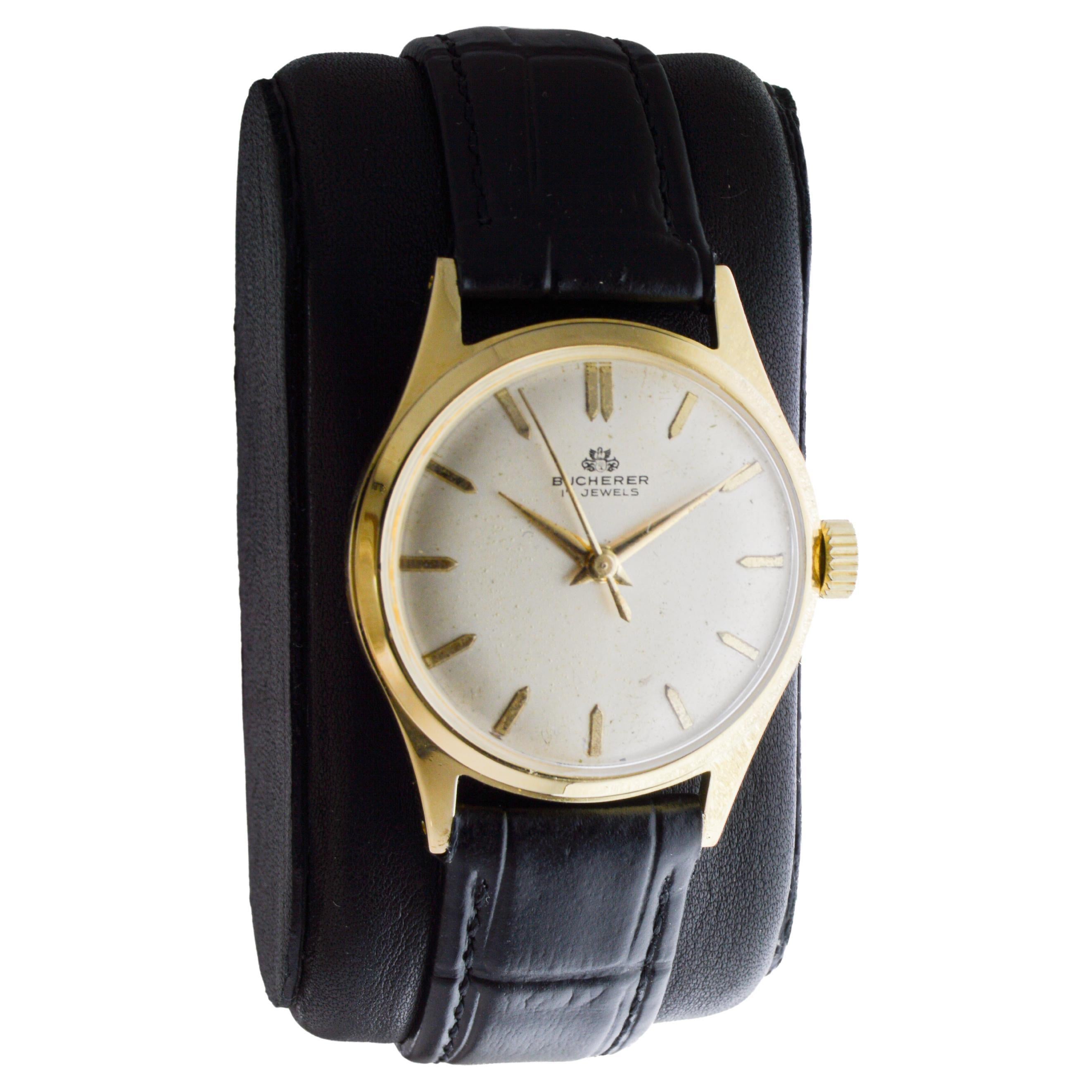 Bucherer Yellow Gold Filled Art Deco Watch circa 1960's with Original ...