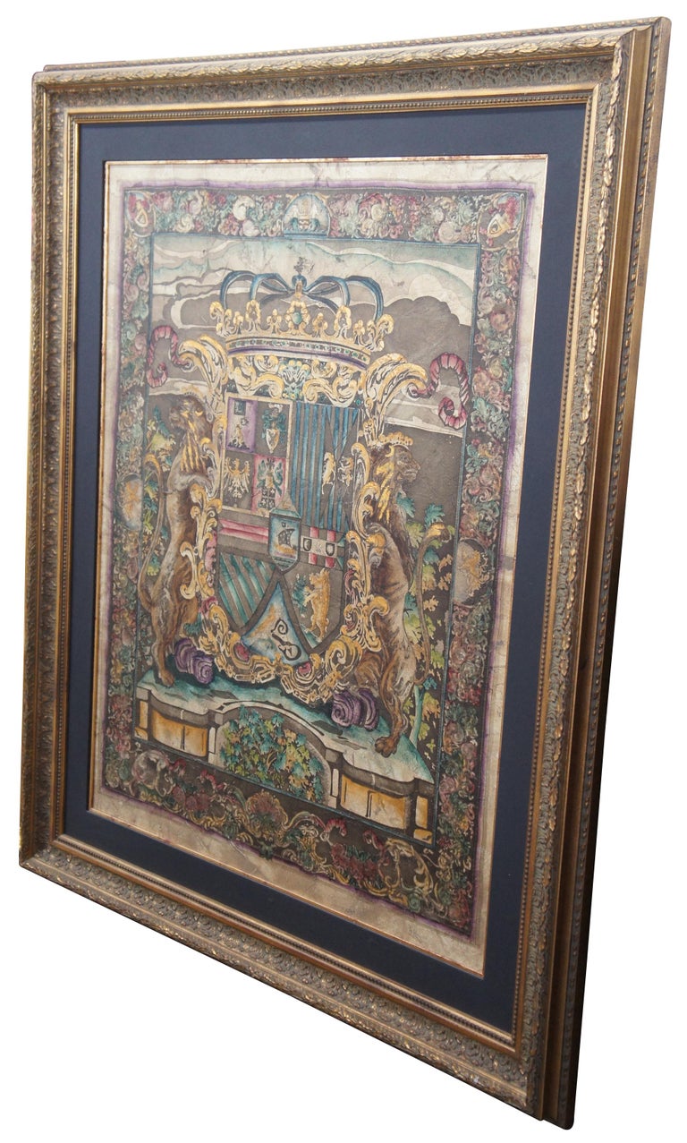Buckingham Crest Etching on Canvas by Liz Jardine Heraldic Shield ...