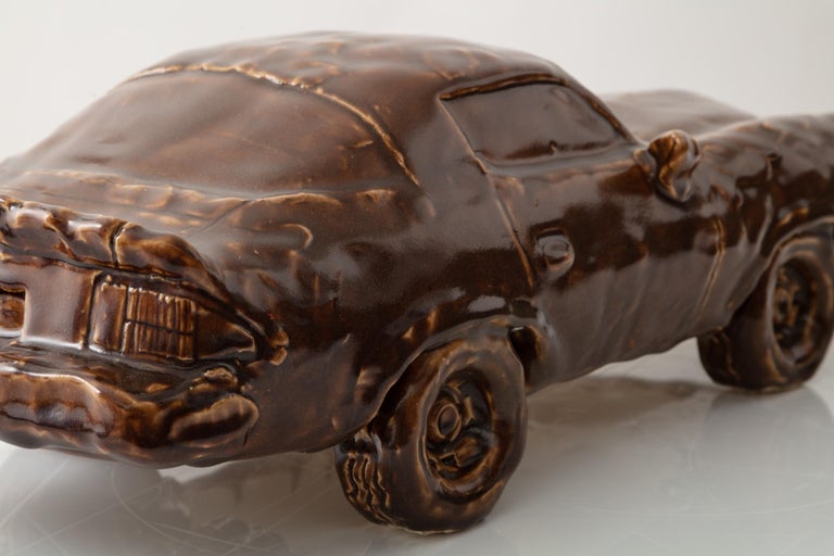 "Buckskin Camaro" Glazed Ceramic Car Sculpture For Sale at 1stDibs