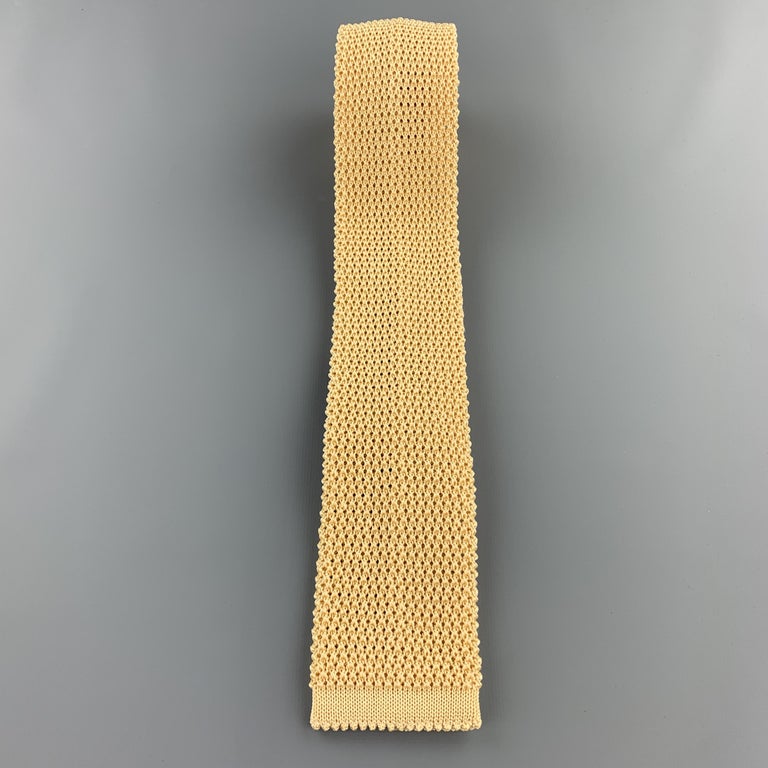 BUDD Beige Yellow Silk Textured Knit Tie at 1stDibs