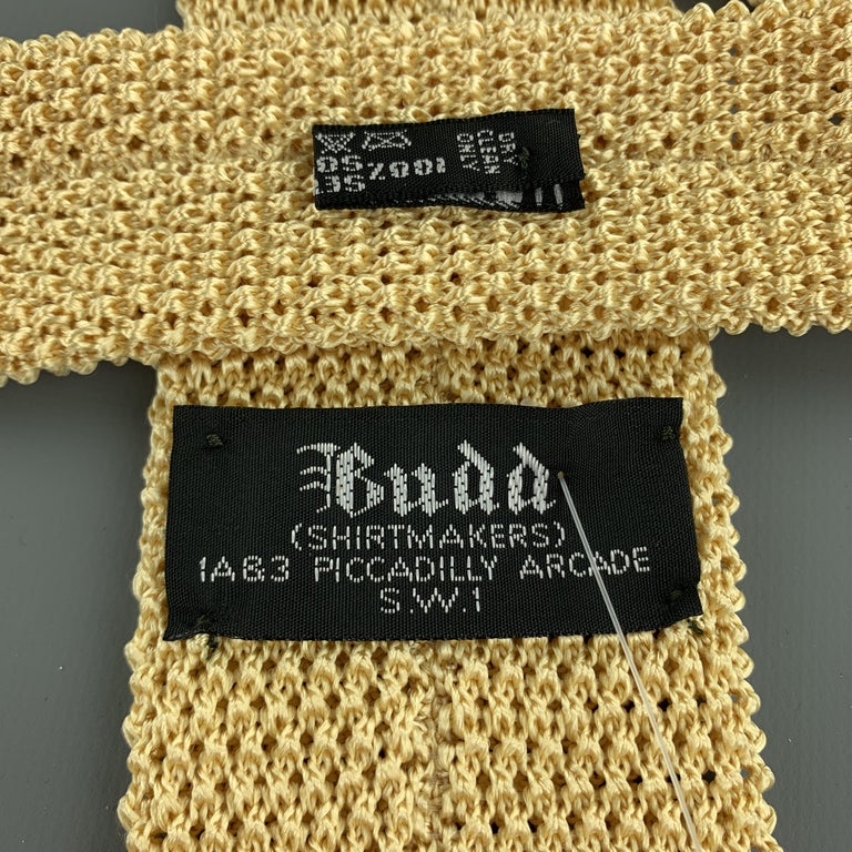 BUDD Beige Yellow Silk Textured Knit Tie at 1stDibs