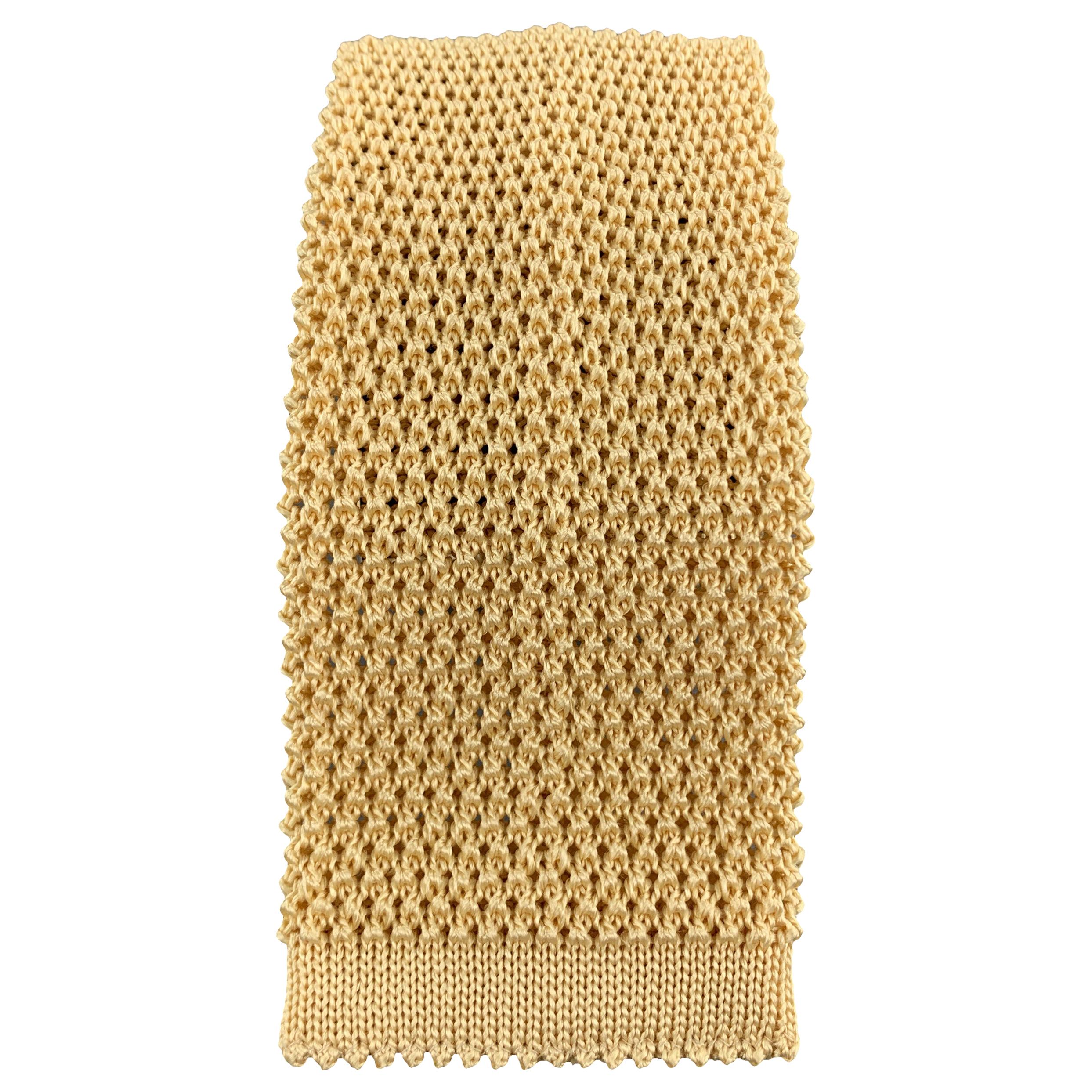 BUDD Beige Yellow Silk Textured Knit Tie at 1stDibs