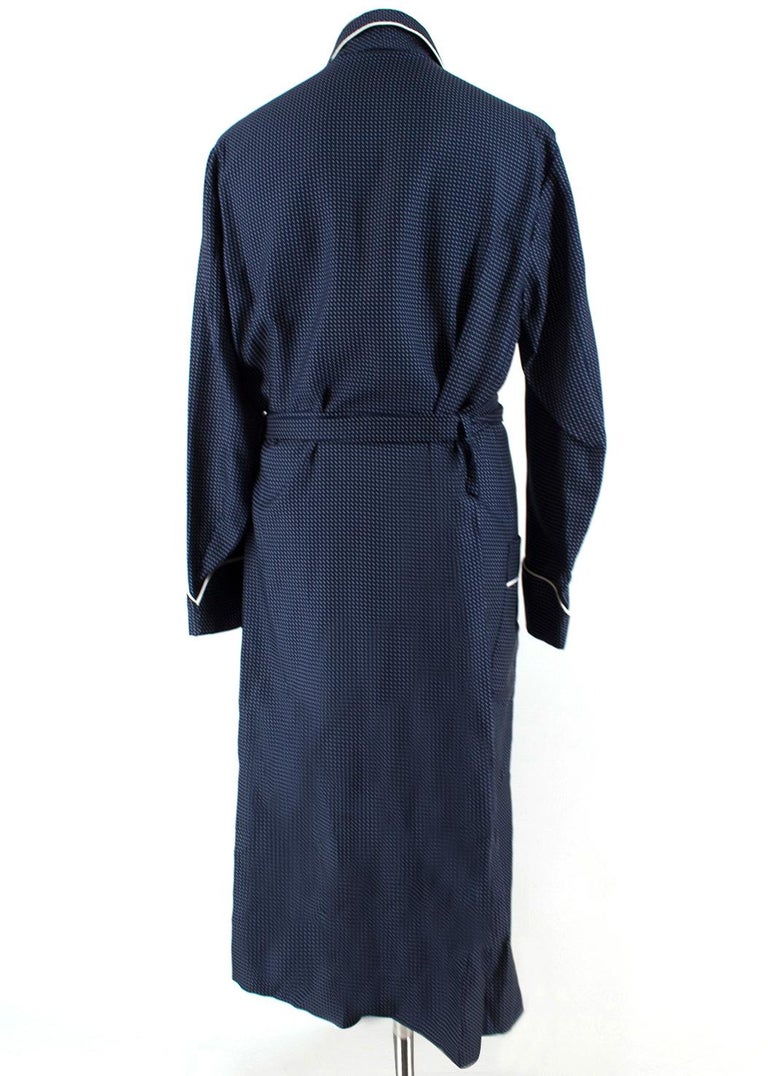 Budd Men's Navy Polka Dot Silk Twill Robe SIZE M at 1stDibs