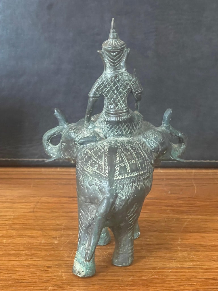 Buddha Riding Three Headed Elephant Bronze Sculpture / Indra on Erawan ...