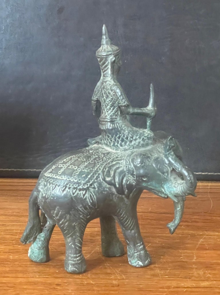 Buddha Riding Three Headed Elephant Bronze Sculpture / Indra on Erawan ...