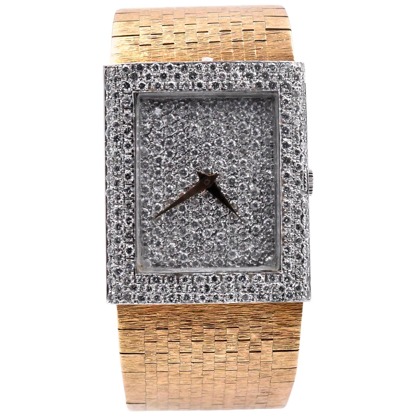 Bueche Girod 18 Karat Two-Tone Vintage Diamond Dress Watch at 1stDibs