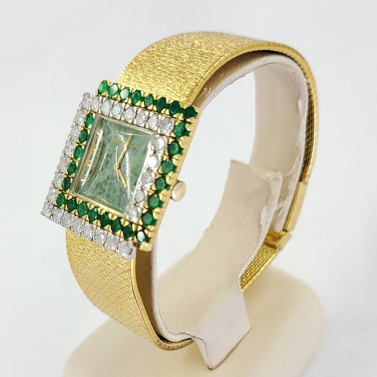 Bueche-Girod 18 Karat Yellow Gold, Jade, Emerald, and Diamond Watch For ...