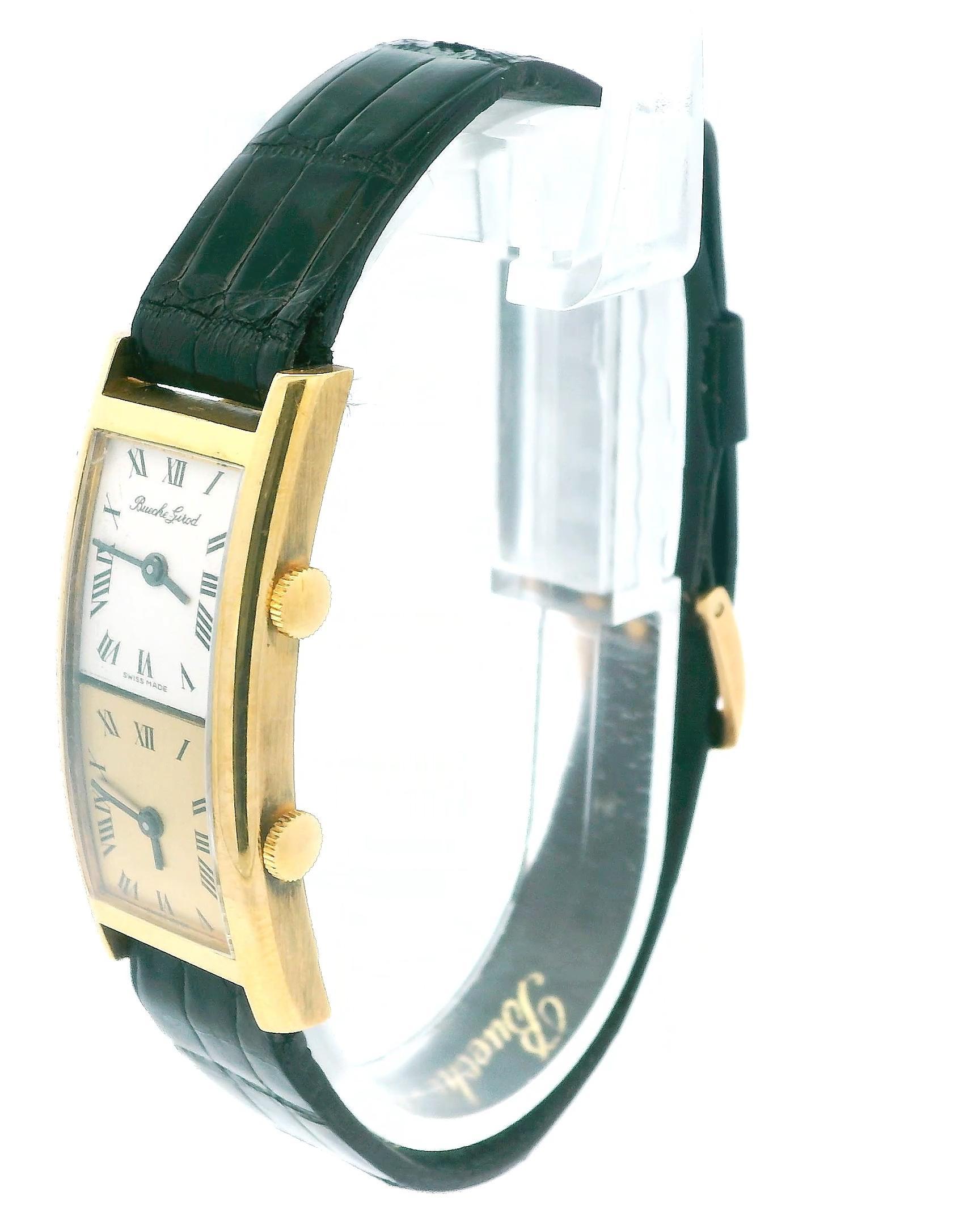 Bueche Girod 18K Gold Two-Time Zone Mechanical Watch For Sale at 1stDibs
