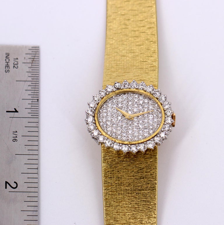 Bueche Girod Gold Watch with Diamond Bezel and Pave Diamond Dial at 1stDibs