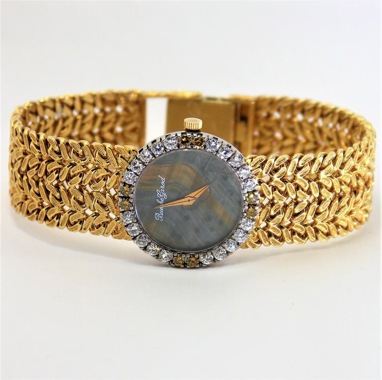 Bueche Girod Ladies Yellow Gold Diamond Multicolor Stone Dial ...