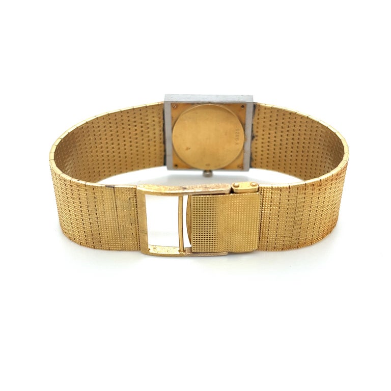 Bueche Girod Square 18k Gold Diamond Bezel and Textured Dauphine ...
