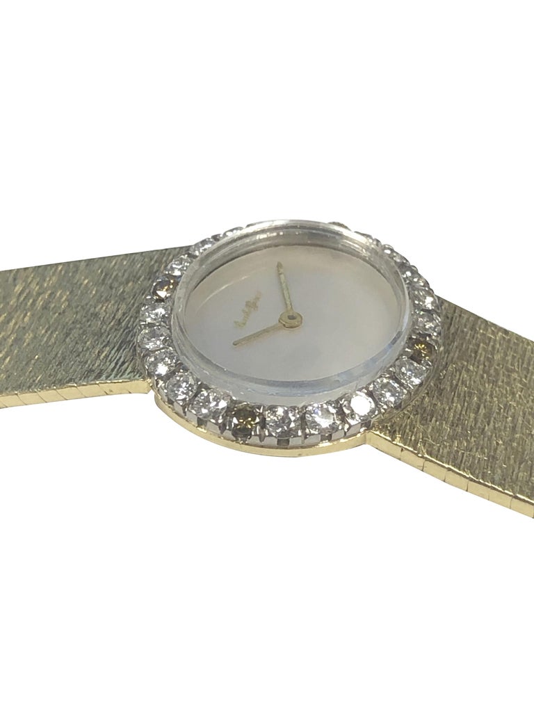 Bueche Girod Yellow Gold Diamond and Pearl Dial Ladies Mechanical Wrist ...