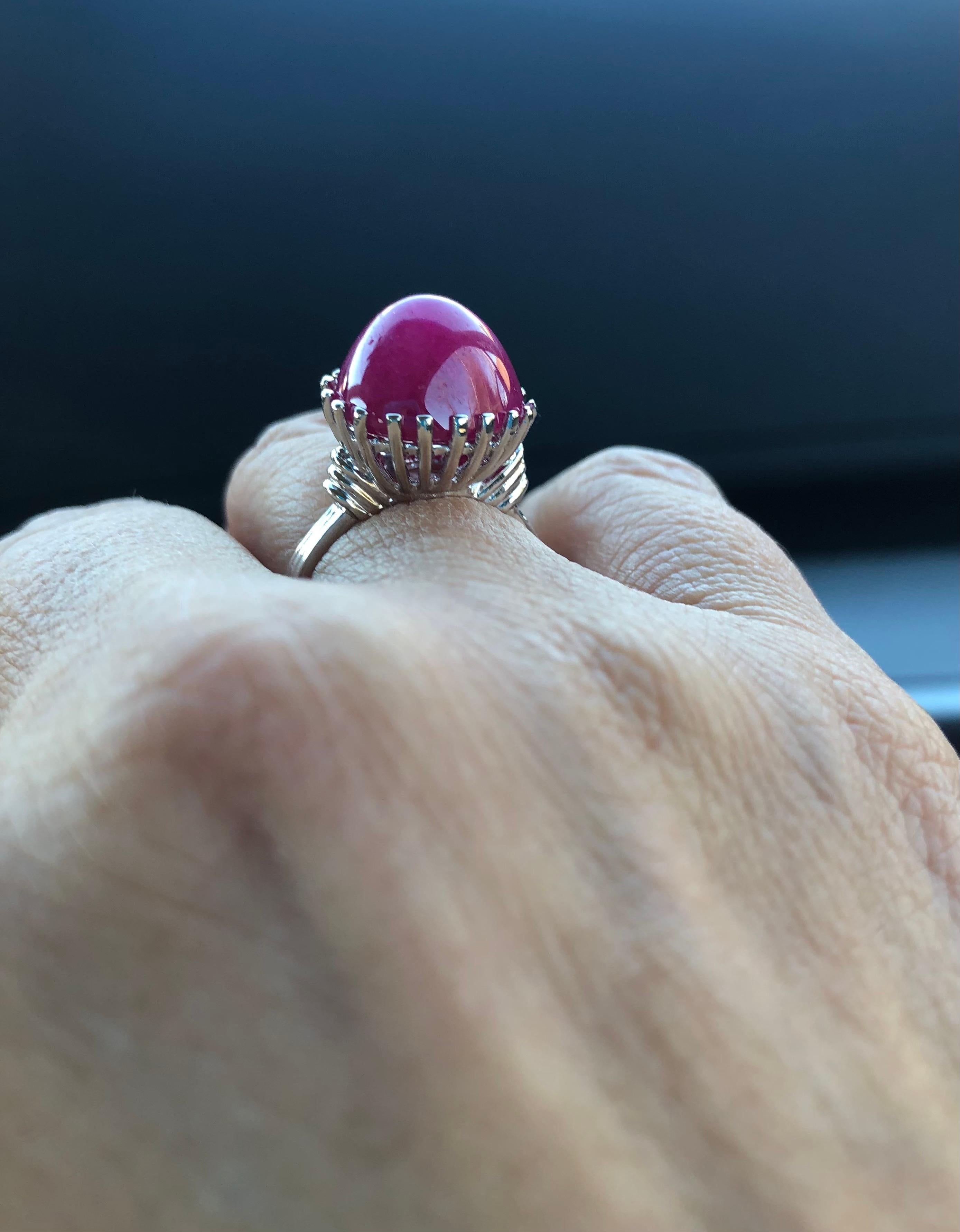 Burma Ruby White Gold Solitaire Ring For Sale at 1stDibs