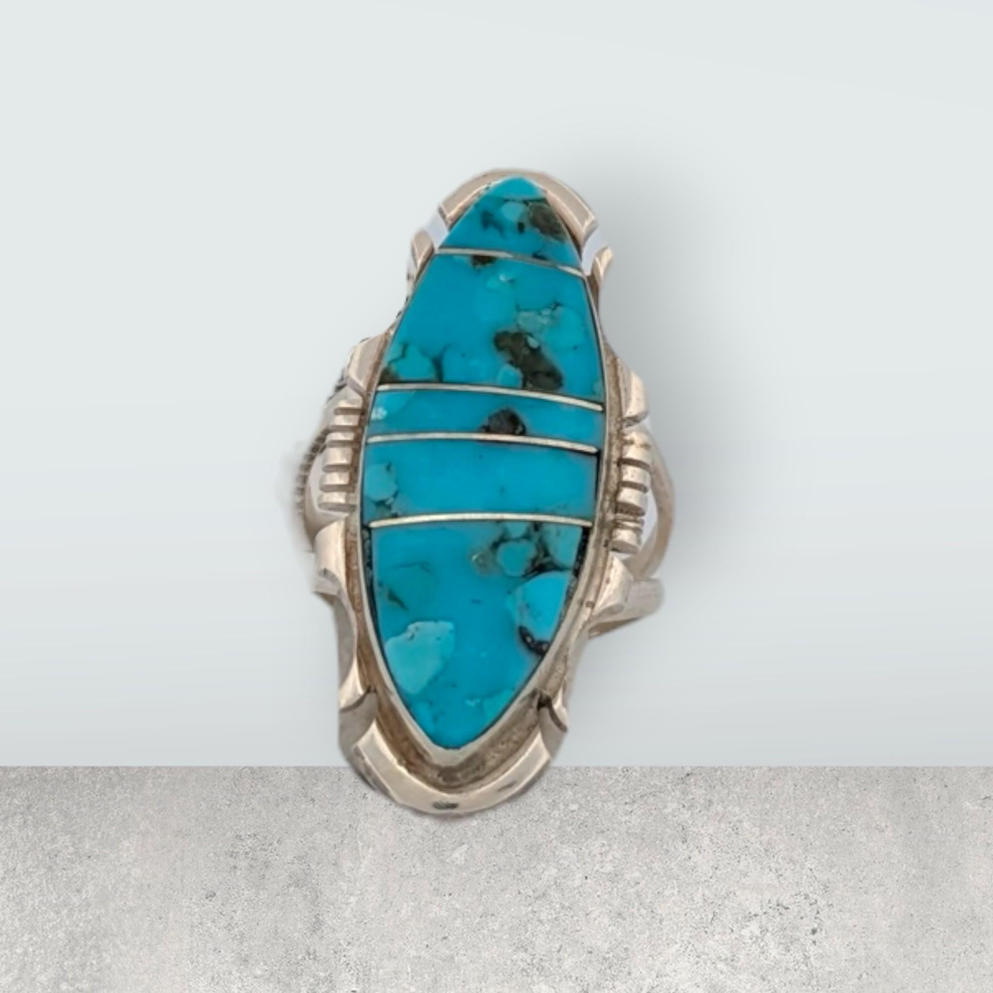 Buffalo Jack Native American handmade turquoise inlay ring For Sale at ...