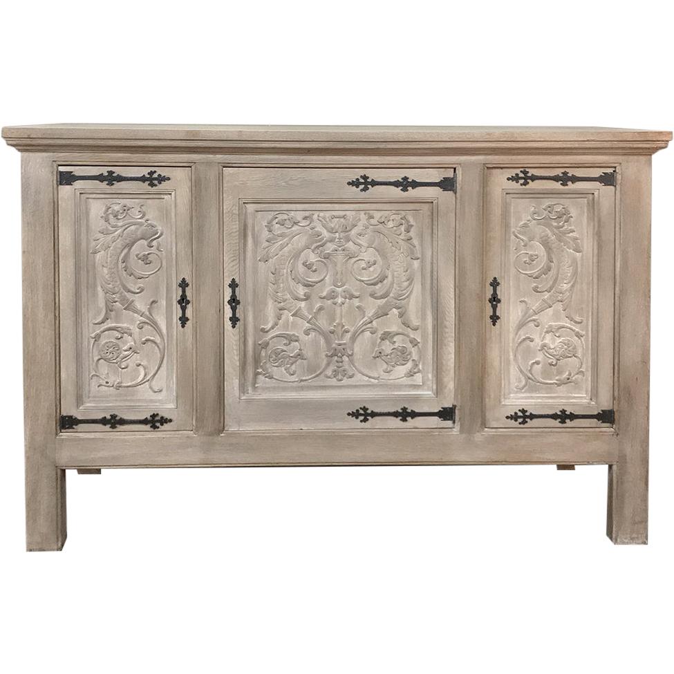 Buffet, Antique Gothic in Whitewashed Oak For Sale at 1stDibs ...