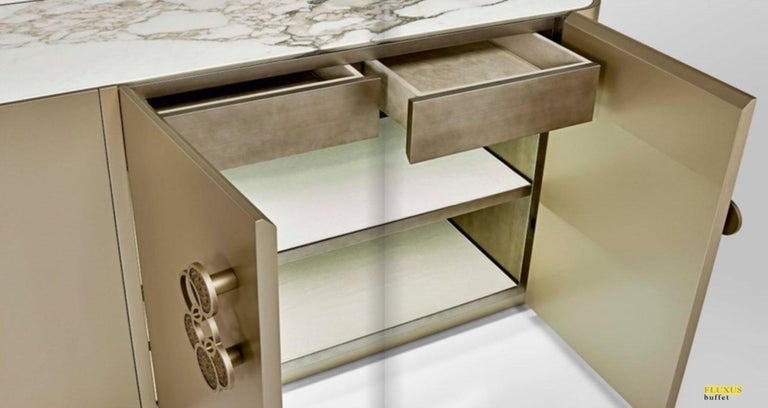 Buffet Matt Ash Grey Finish Top Calacatta Gold Matt Laquer Interiors ...
