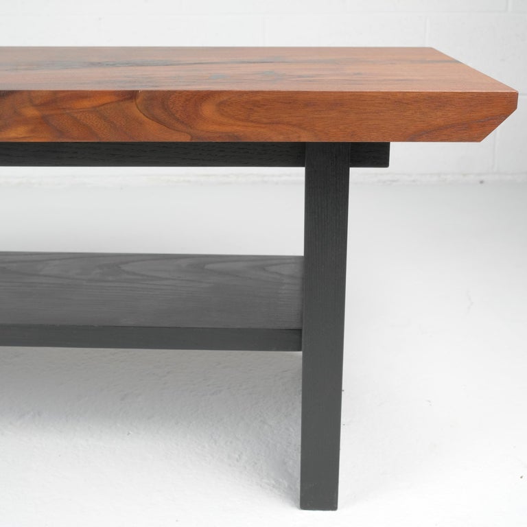 Bug Eaten Walnut Coffee Table with Ebonized Ash Frame For Sale at 1stDibs