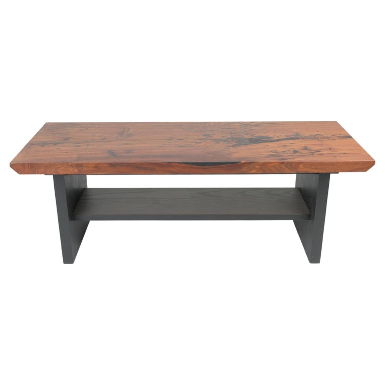 Bug Eaten Walnut Coffee Table with Ebonized Ash Frame For Sale at 1stDibs