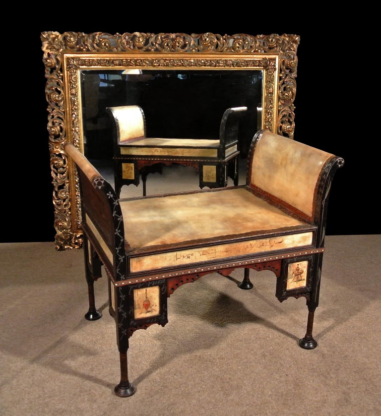 Bugatti Walnut, Copper and Pewter Stool, Painted by Carlo Bugatti ...