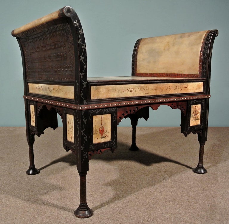 Bugatti Walnut, Copper and Pewter Stool, Painted by Carlo Bugatti ...