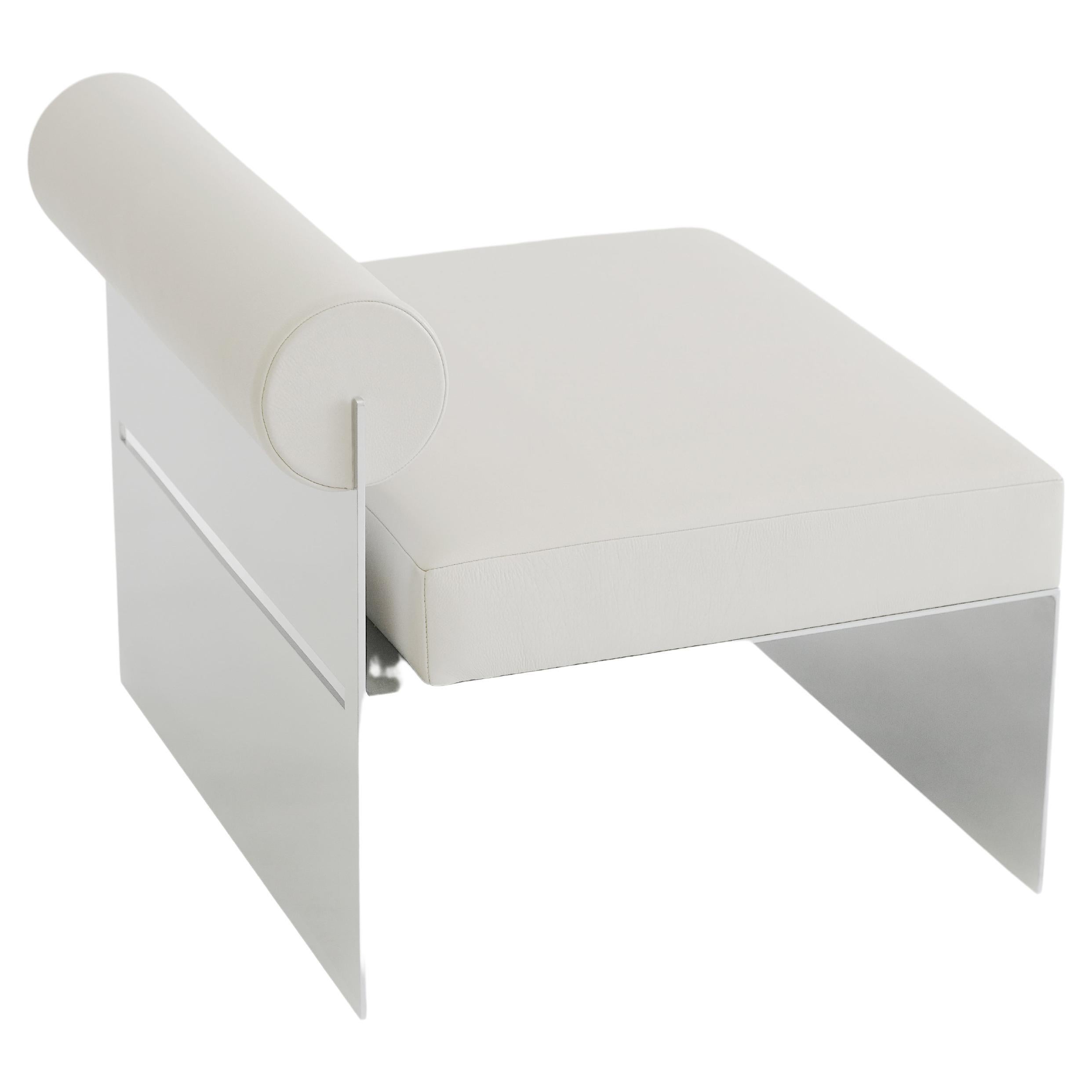 Building Blocks, Modern Geometric Side Chair with White Leather and ...